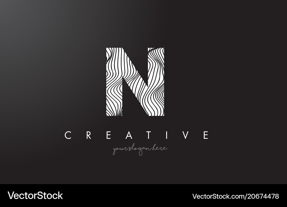 N letter logo with zebra lines texture design Vector Image