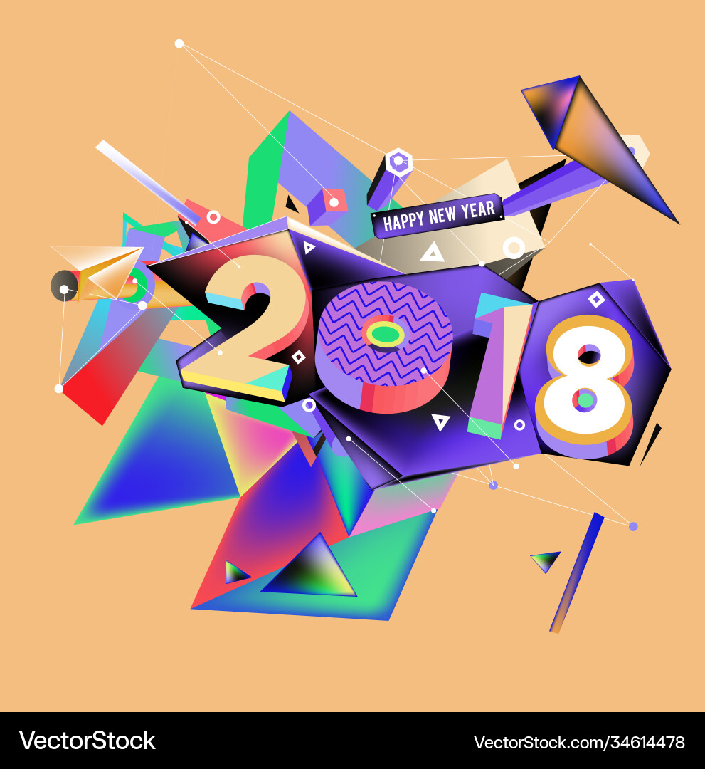 New year 2018 colorful design Royalty Free Vector Image