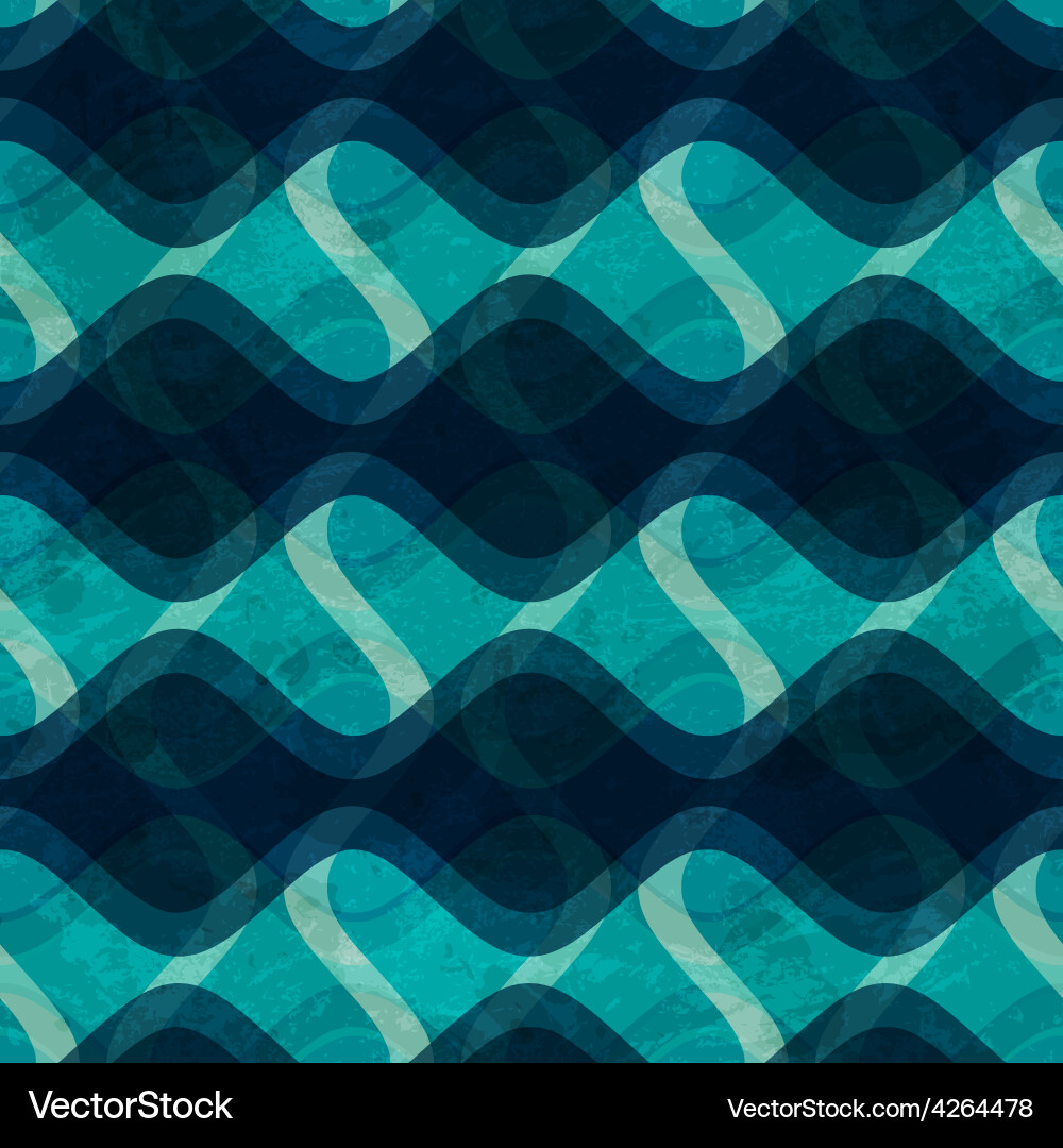 Ocean wave seamless texture with grunge effect Vector Image