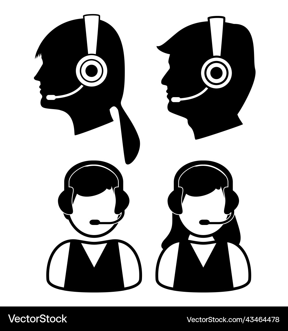 Online support service assistants with headphone Vector Image