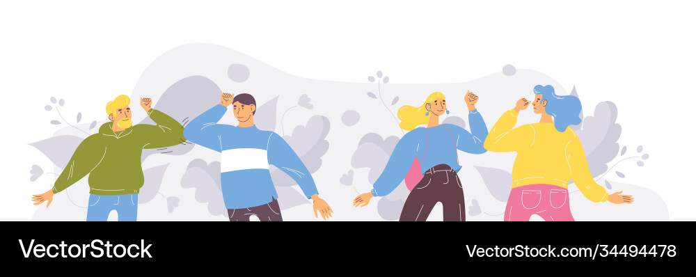 People saying safe hello elbow bump greeting Vector Image