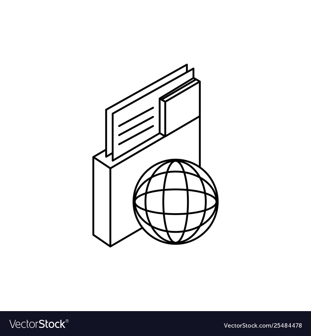 Sphere planet browser with folder Royalty Free Vector Image