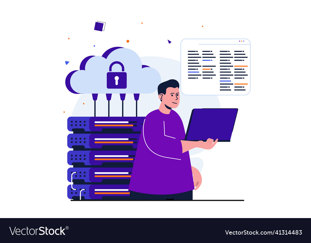 Cloud computing modern flat concept for web banner