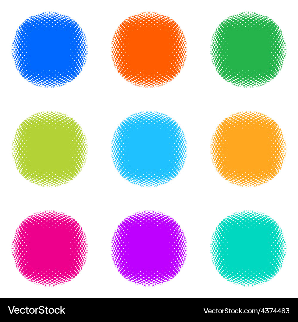 Colorful halftone buttons Royalty Free Vector Image