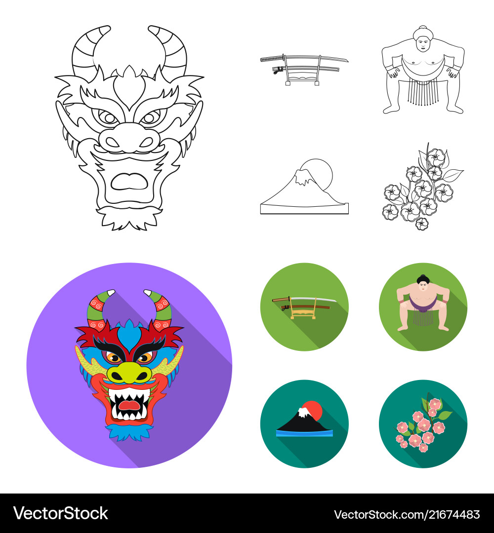 Dragon mask katano a man is a sumo player Vector Image