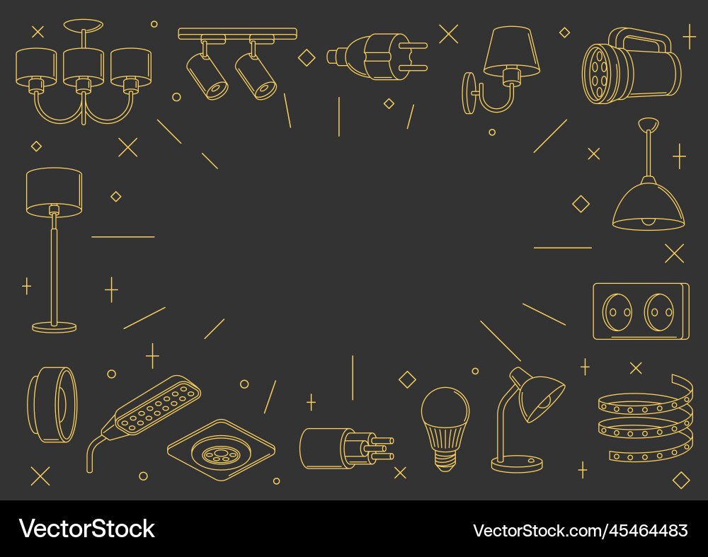 Frame with electric lightings and lamps Royalty Free Vector