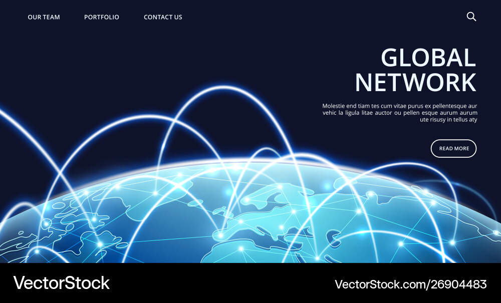 Global network landing page internet and global Vector Image