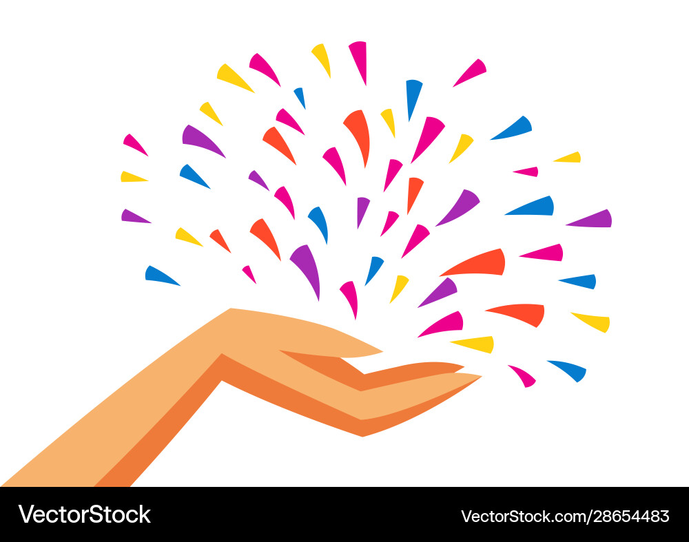 Happy holi colorful background with hands Vector Image