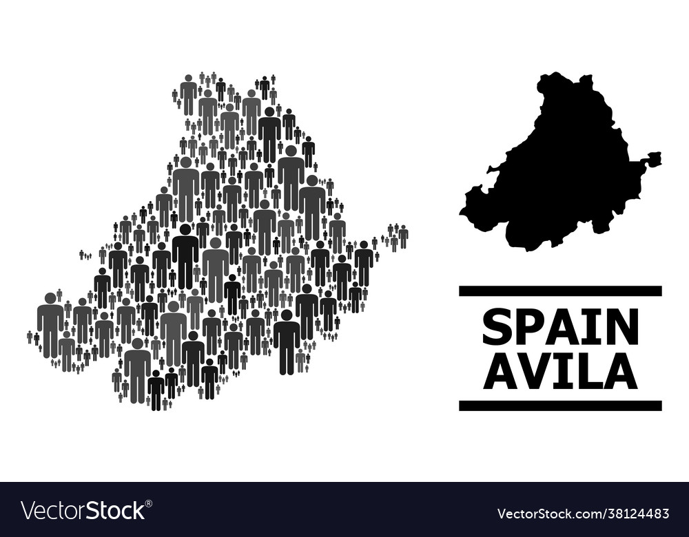 Humans collage map avila province Royalty Free Vector Image