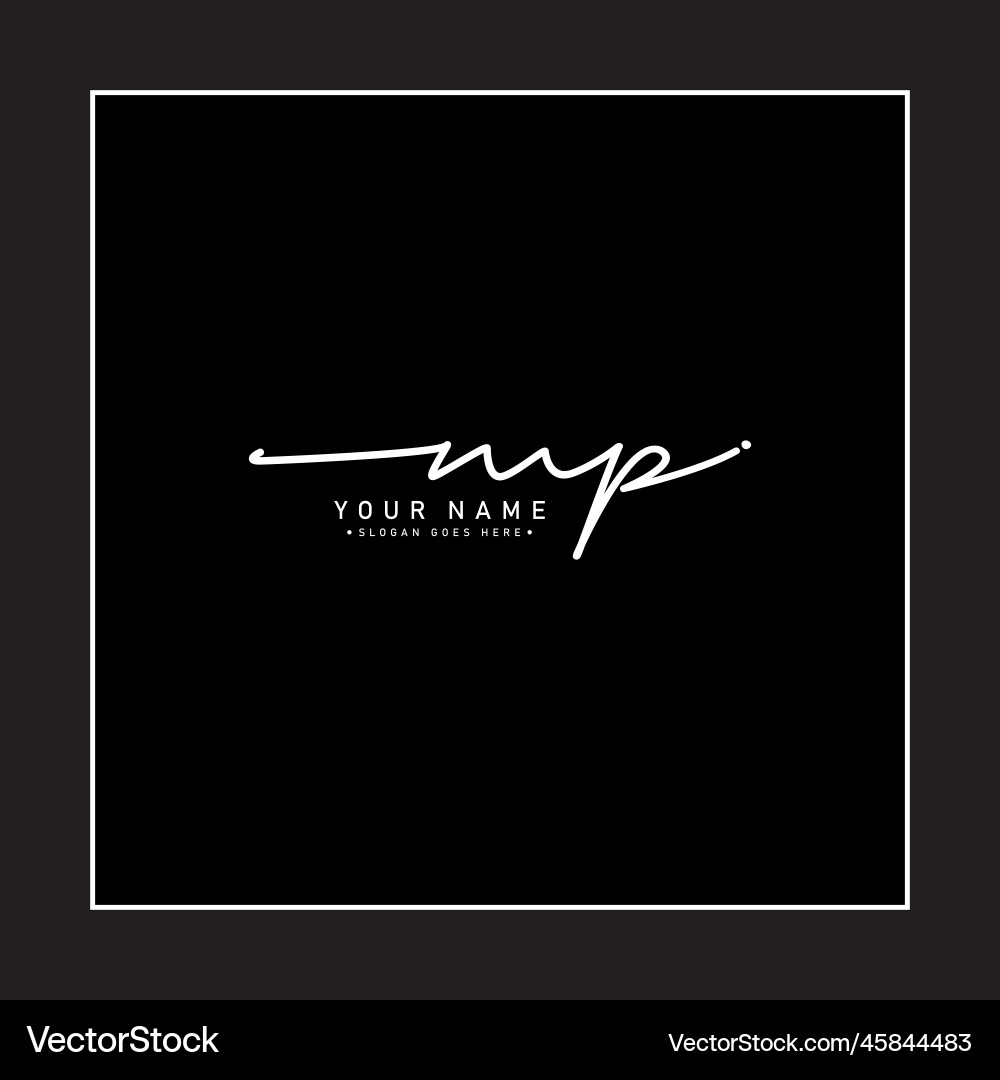 Initial signature logo for letter mp - logo Vector Image