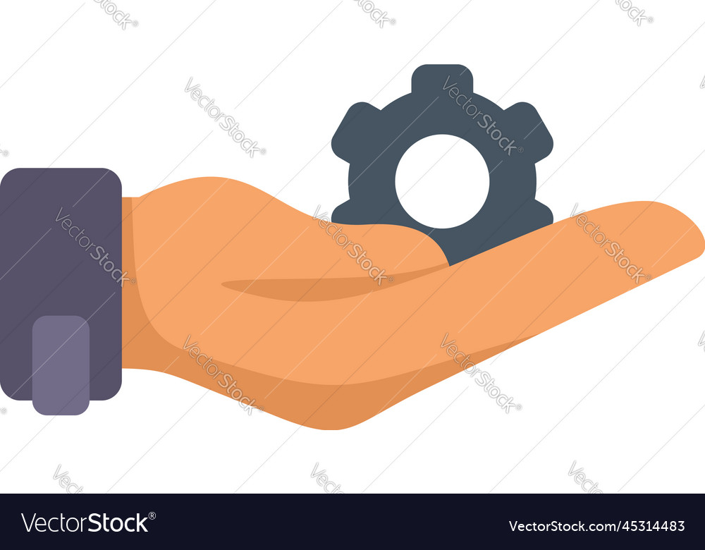 Keep gear hand icon flat problem solution Vector Image Keep gear hand icon flat problem solution Vector Image