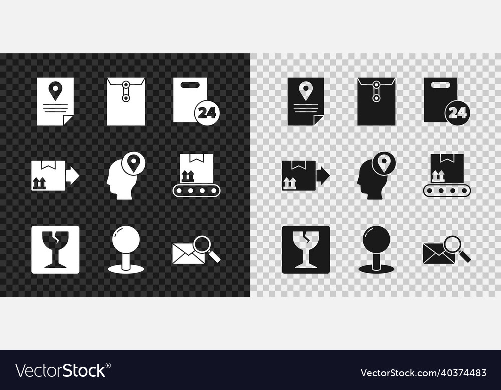 Set document tracking marker system envelope Vector Image