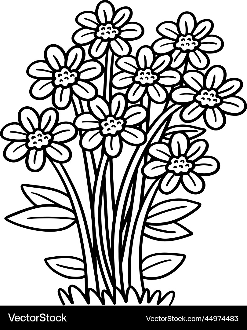 Spring flowers isolated coloring page for kids Vector Image