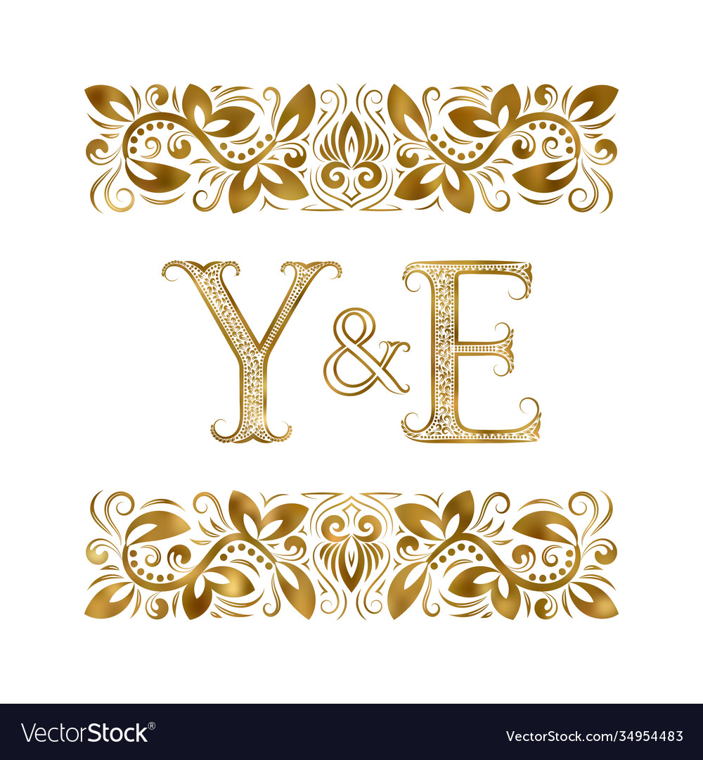 Y and e initials vintage logo letters Royalty Free Vector