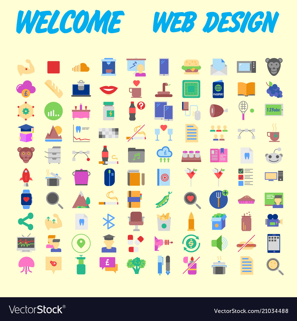 100 icon set trendy thin and simple icons for web Vector Image