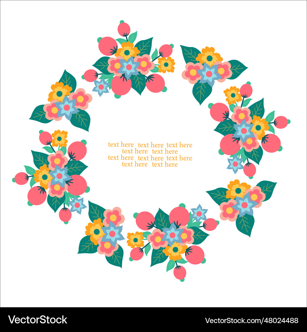 A wreath of bright spring flowers template Vector Image