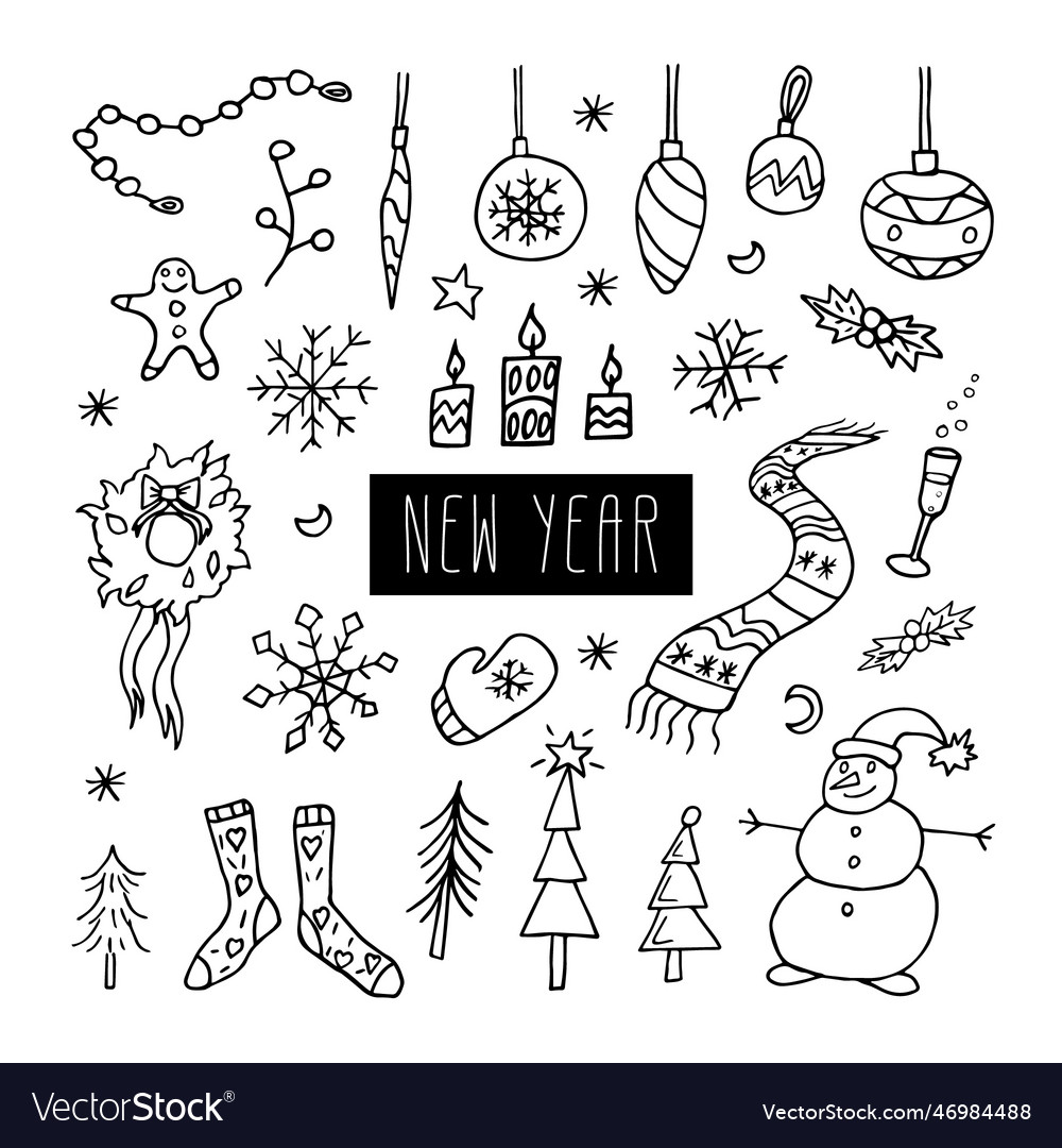 Big christmas doodle clipart Royalty Free Vector Image