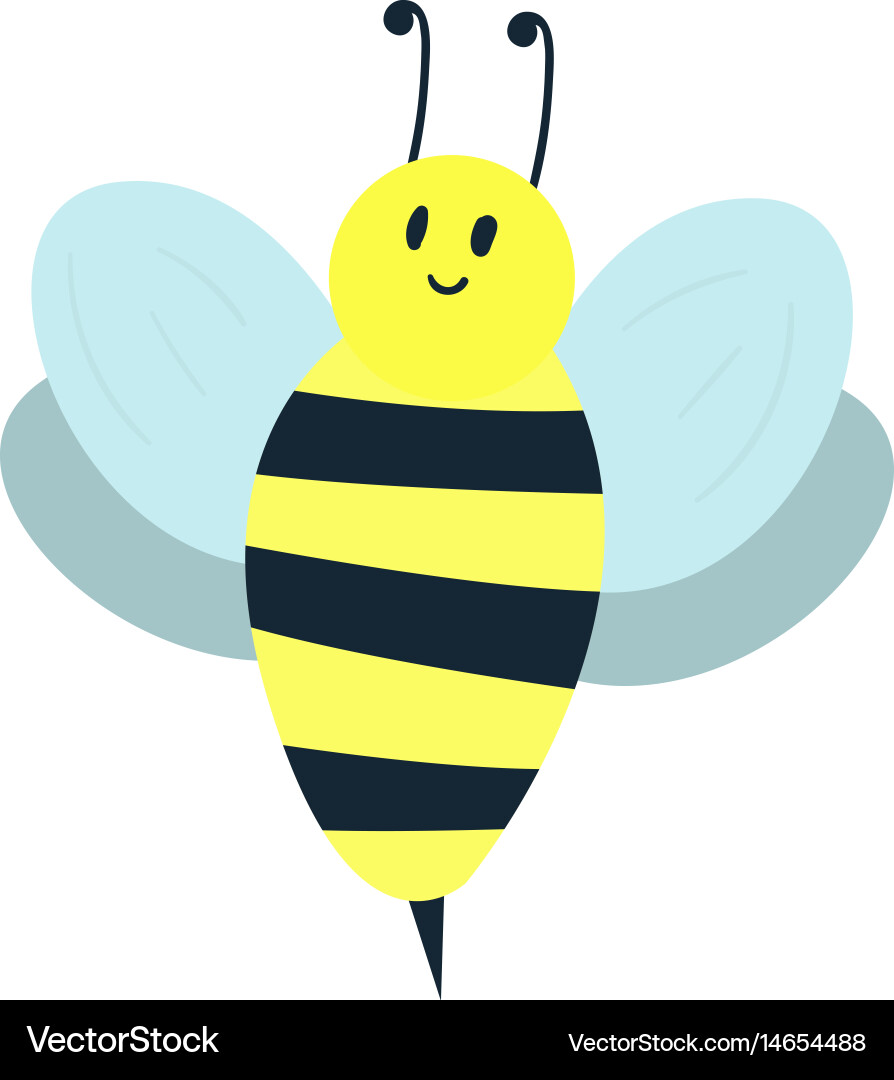 Cartoon sweet yellow bee summer worker bug with Vector Image