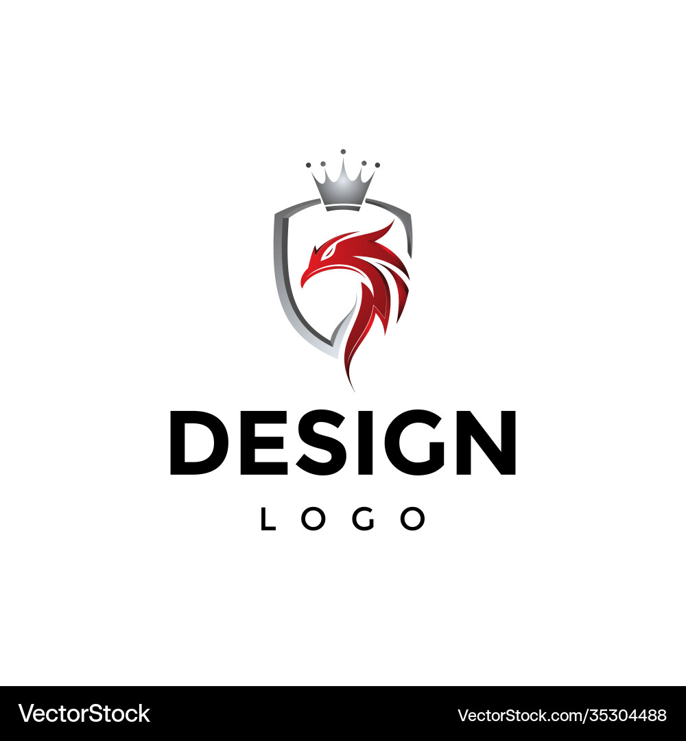 Colorful logo design falcon royal shield Vector Image