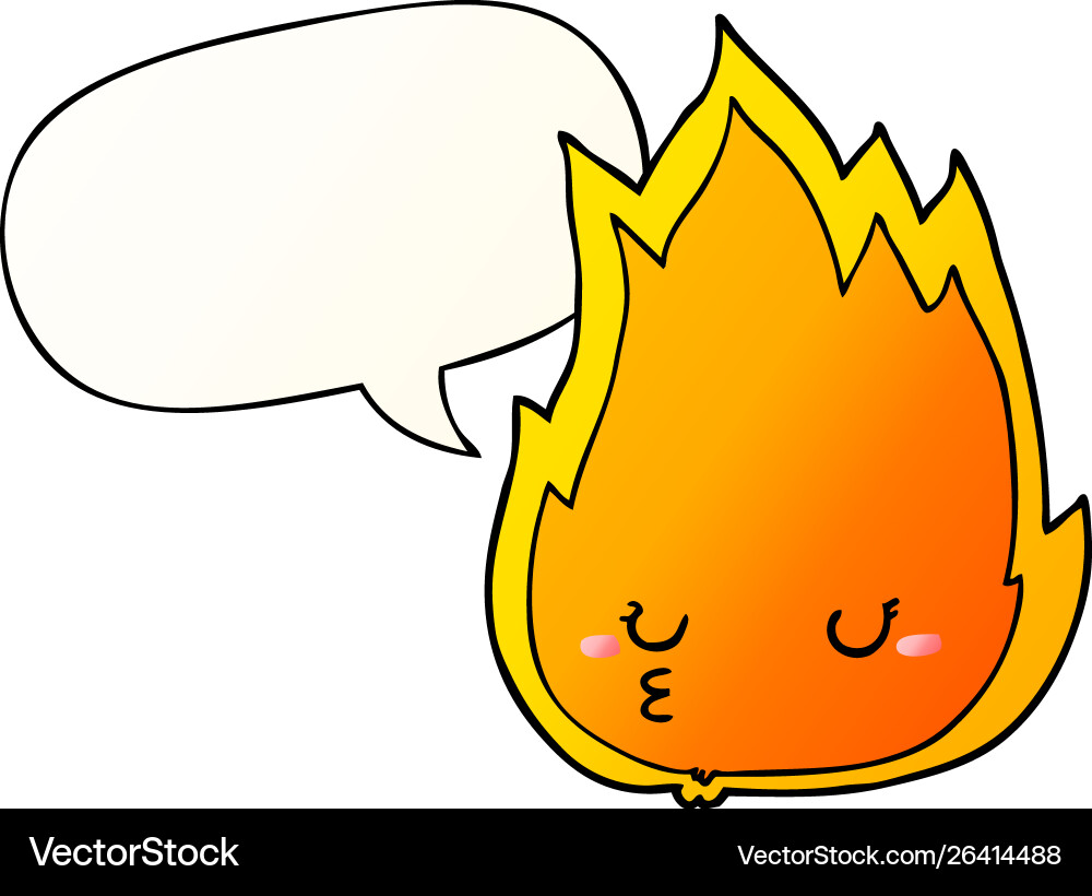 Cute cartoon fire and speech bubble in smooth Vector Image