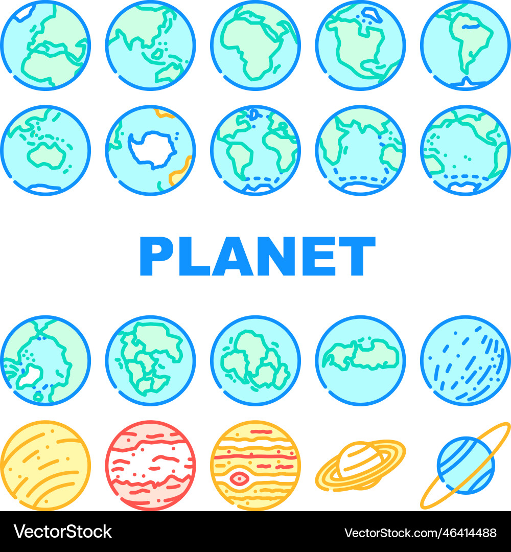 Earth world globe planet icons set Royalty Free Vector Image