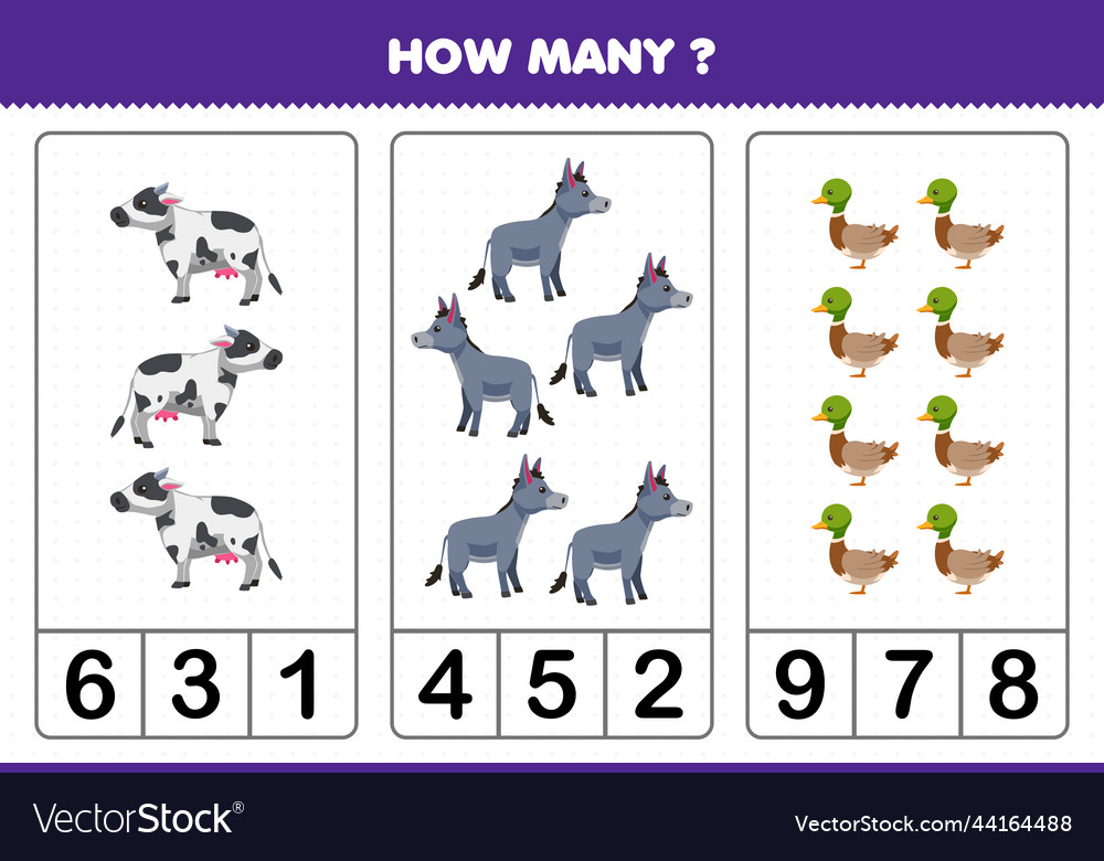Education game for children counting how many Vector Image