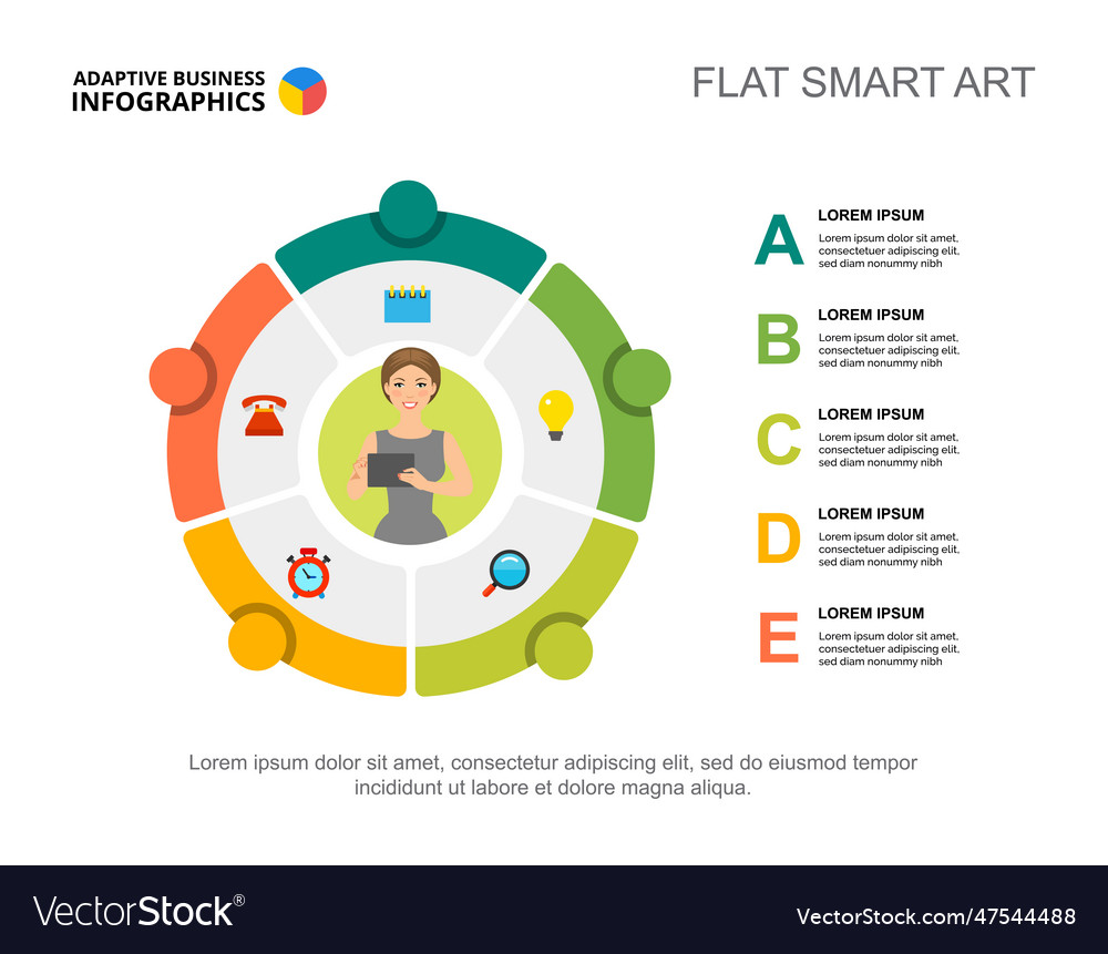 Five letters process chart template Royalty Free Vector
