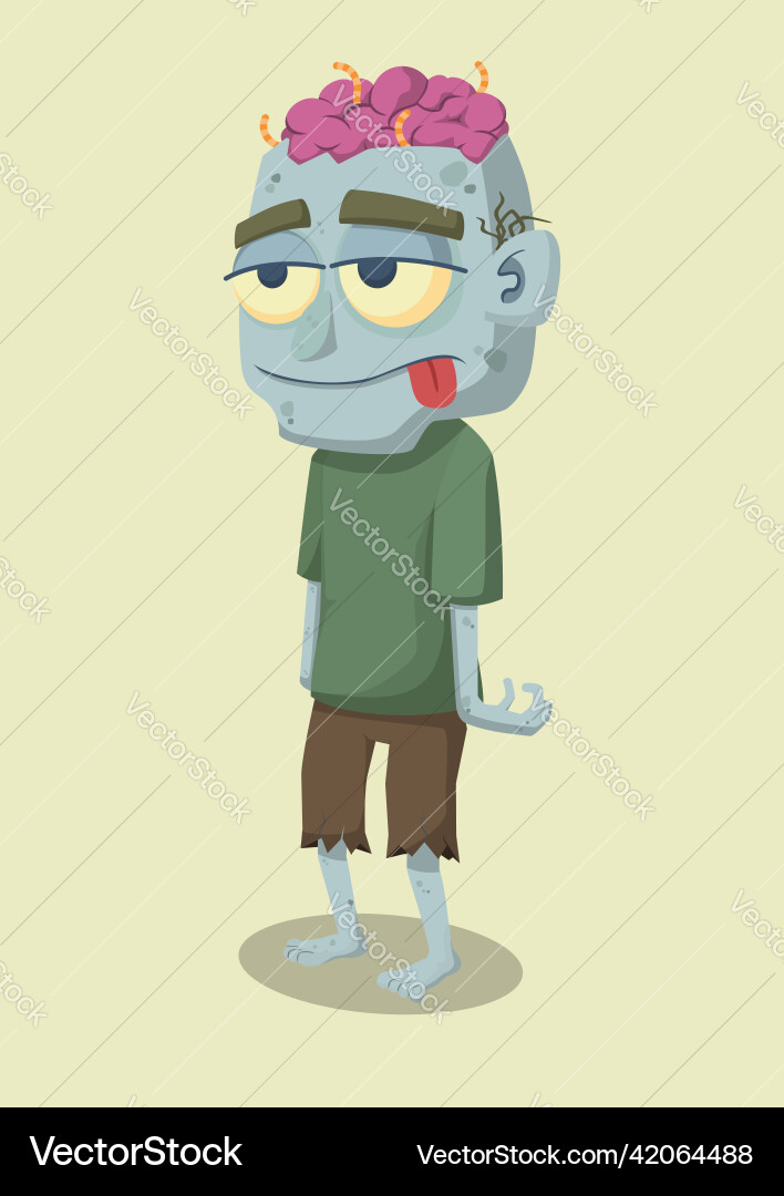 Funny face zombie cartoon character Royalty Free Vector