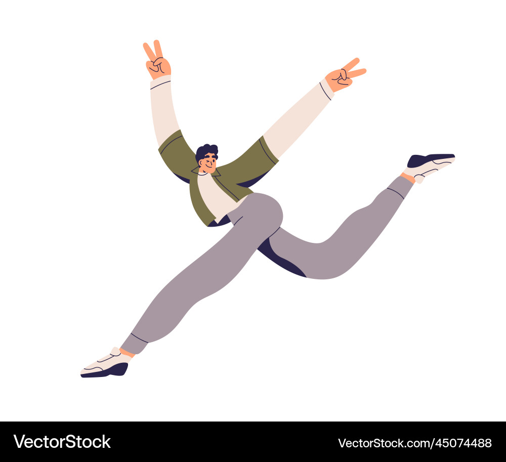 Happy young man running with positive emotion Vector Image