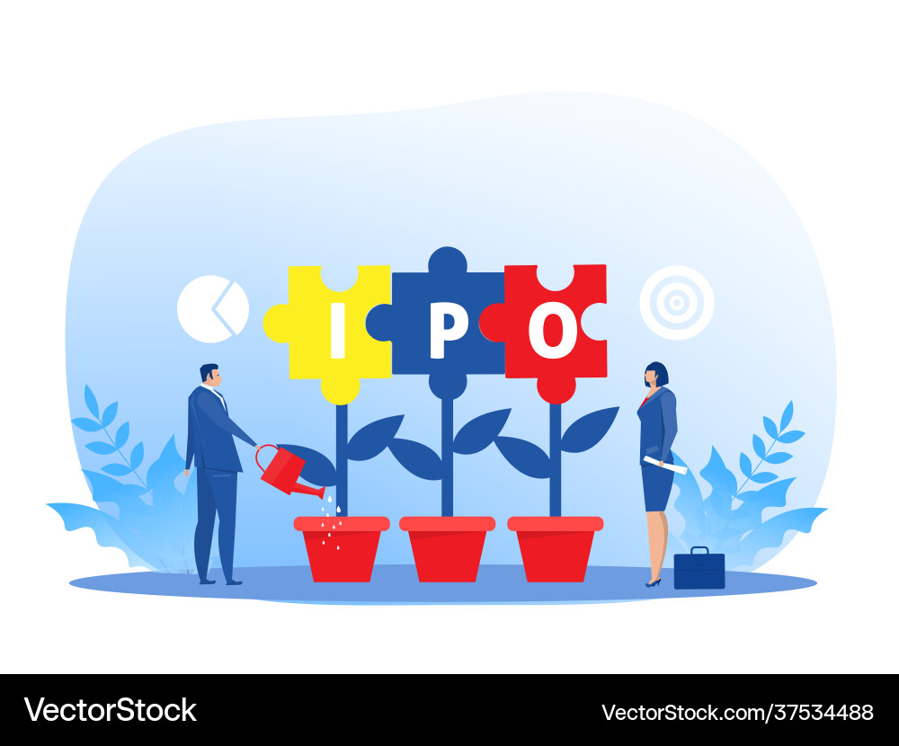 Ipo initial public offering people investing Vector Image