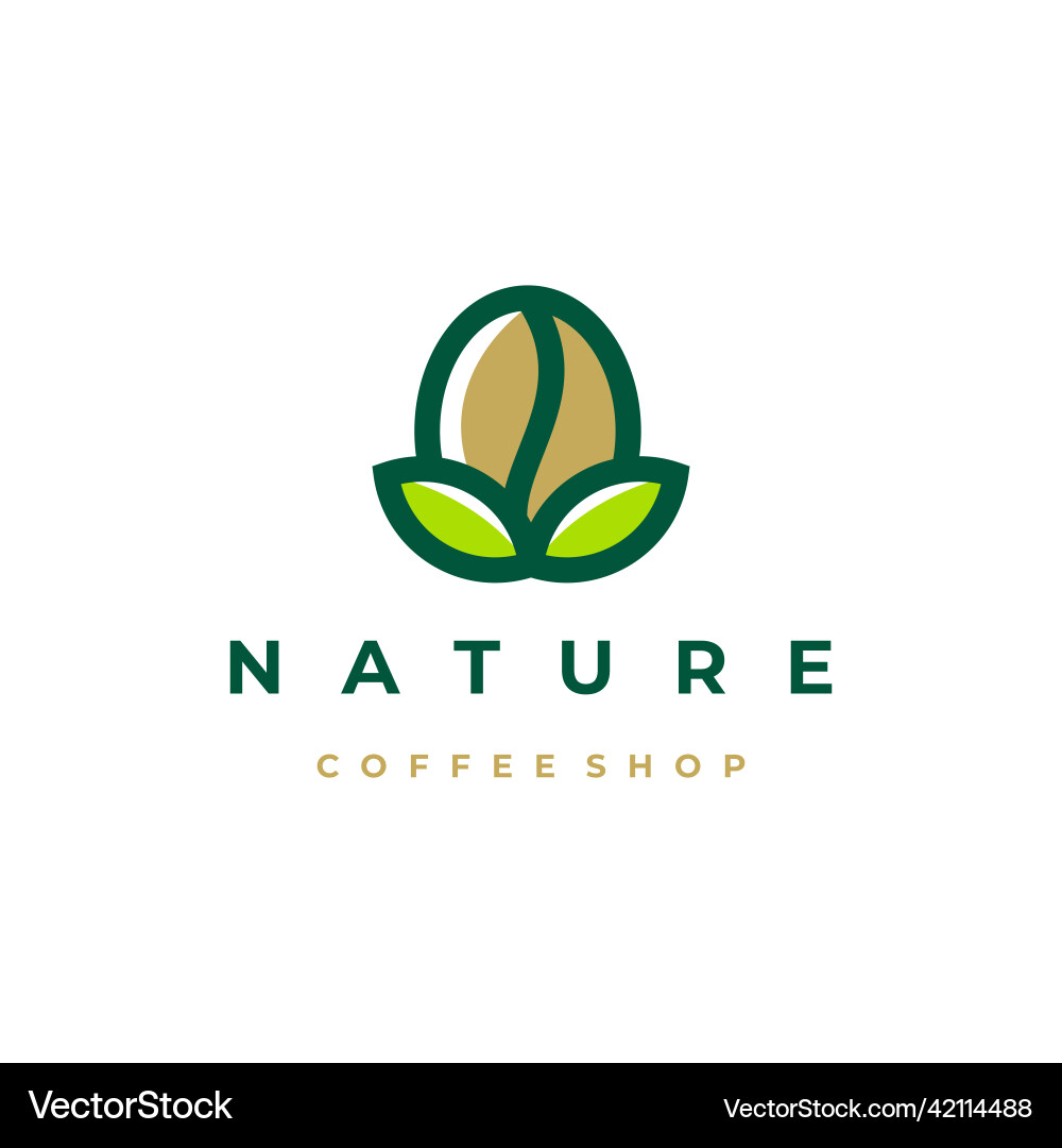 Line art coffee and leaf logo design icon Vector Image