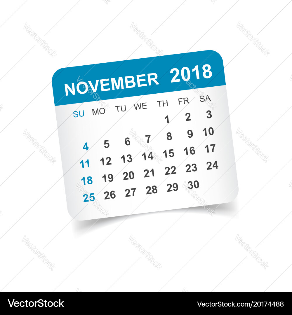 November 2018 calendar calendar sticker design Vector Image