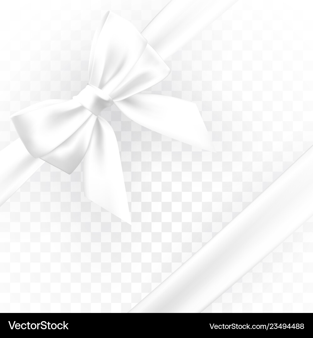 Realistic white bow element for decoration gifts Vector Image
