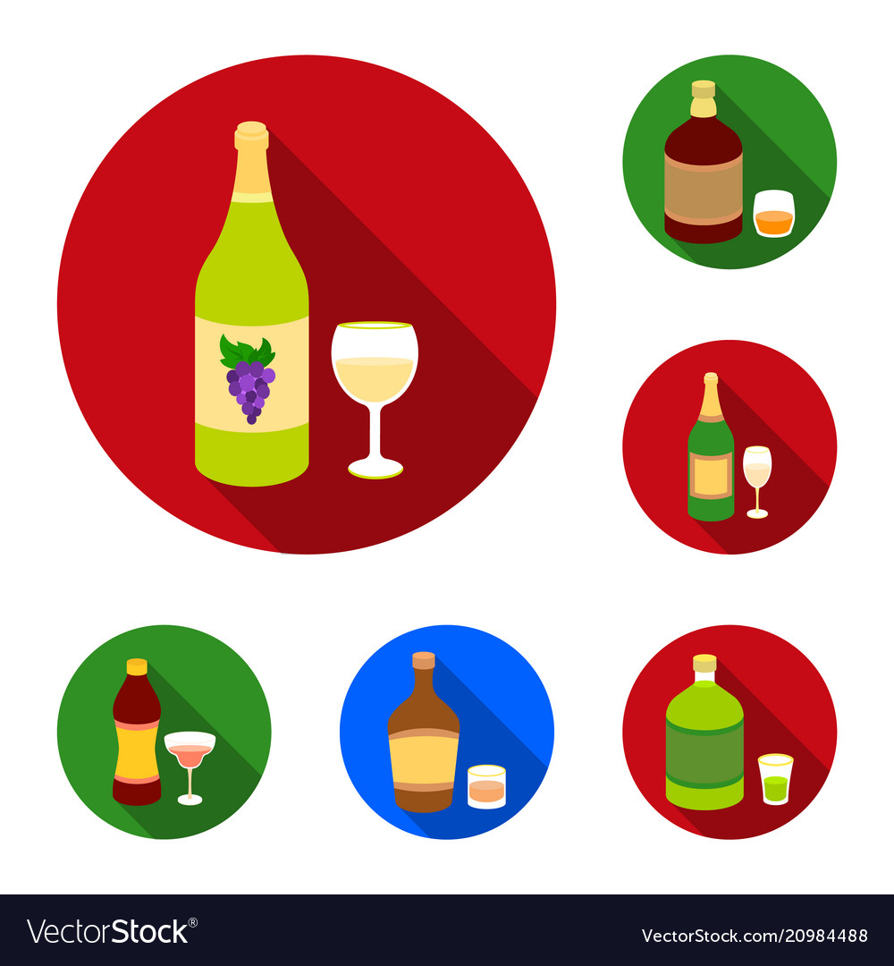 Types alcohol flat icons in set collection Vector Image Types alcohol flat icons in set collection Vector Image