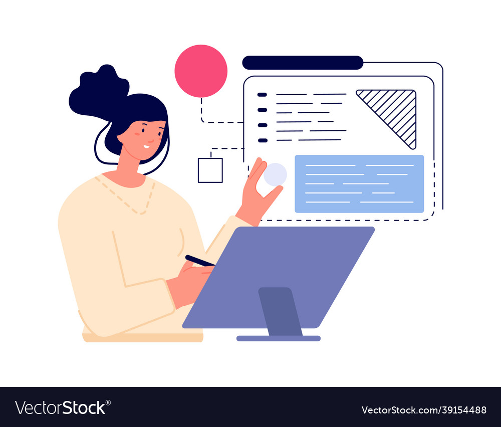 Web site development girl programmer or digital Vector Image
