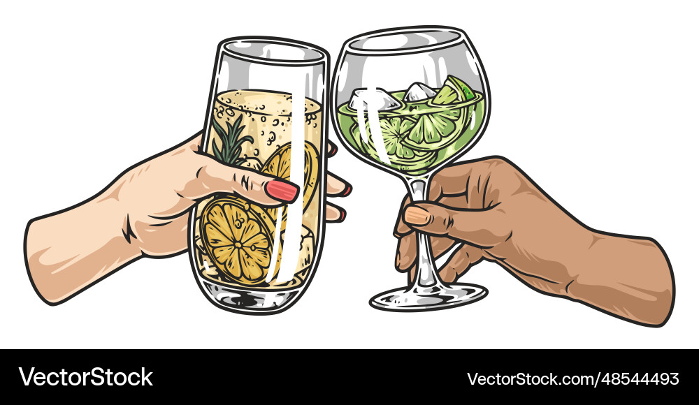 Alcoholic cocktail drinks sticker colorful Vector Image