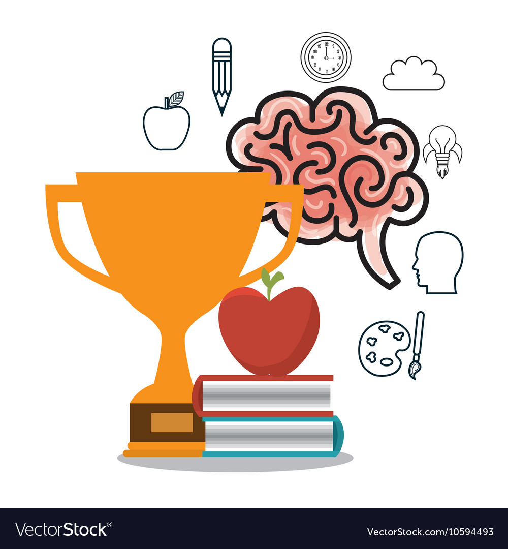 Brain student school set elements design Vector Image
