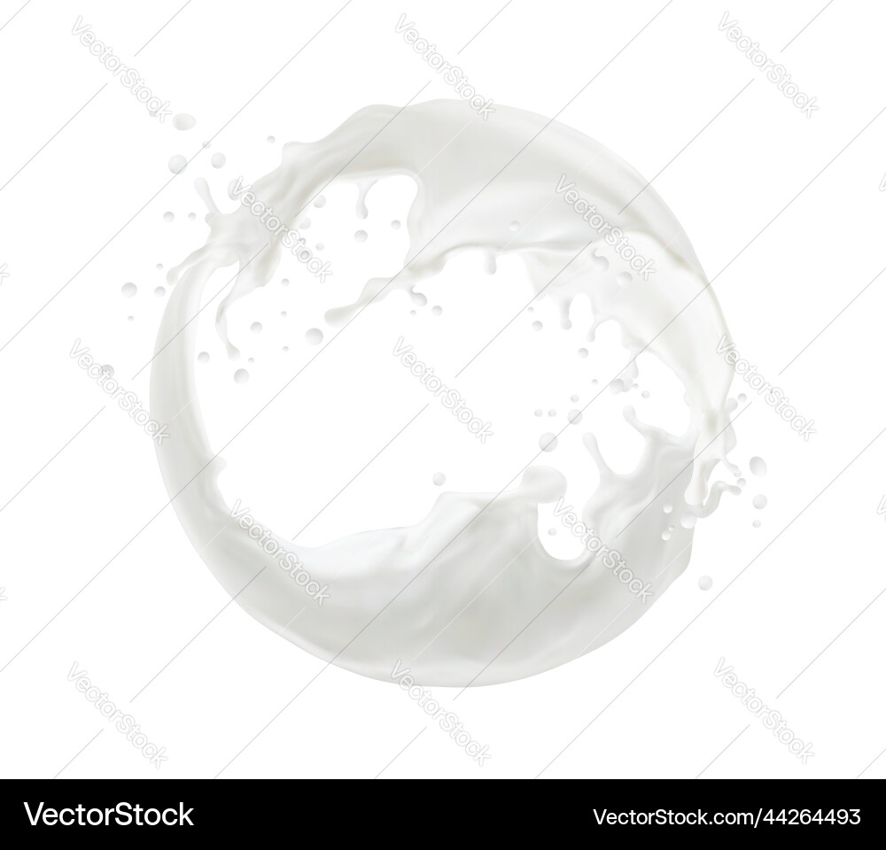 Circle milk yogurt or cream wave splash and drops Vector Image