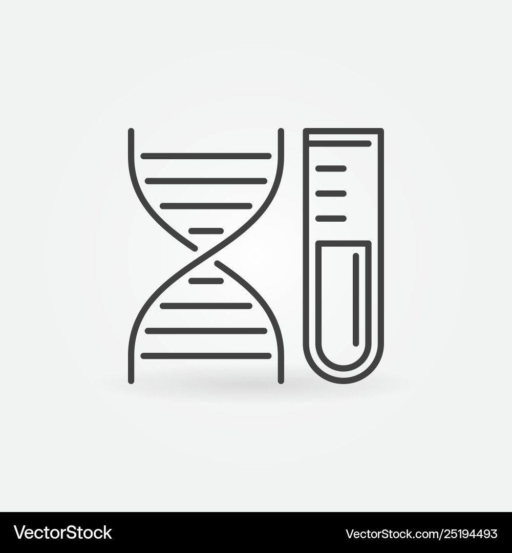 Dna with test tube concept icon in thin Royalty Free Vector