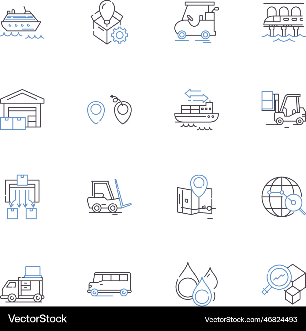 Freight management line icons collection Vector Image