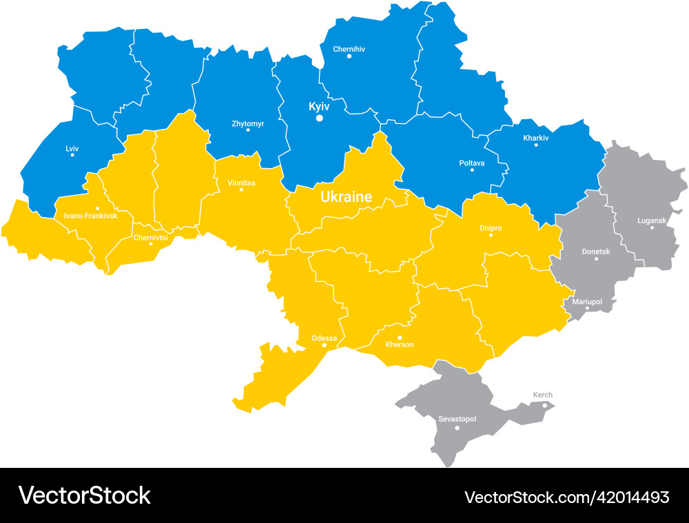 Geographical map of ukraine with the borders Vector Image
