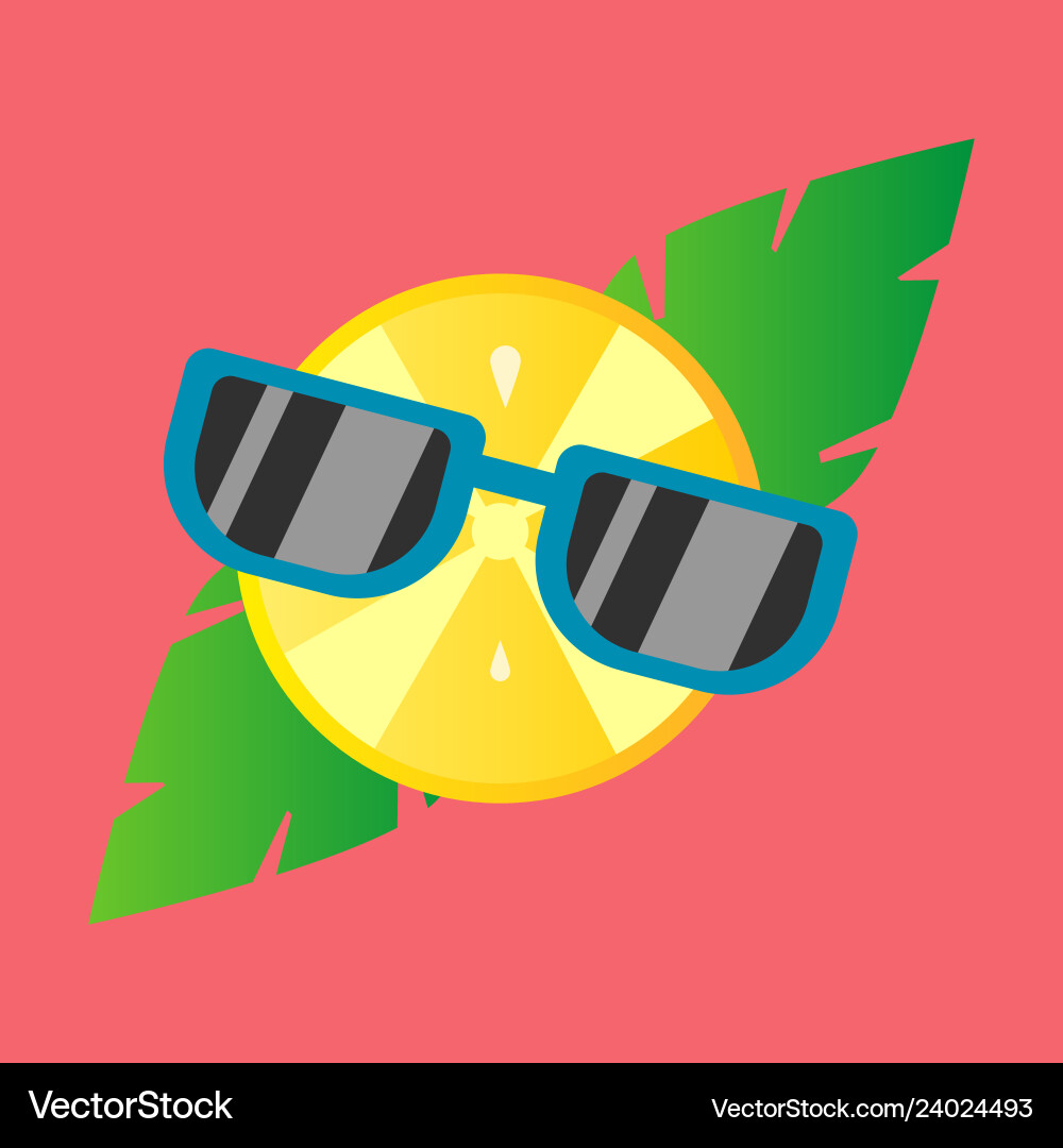 Hand drawn cool lemon with glasses isolated Vector Image