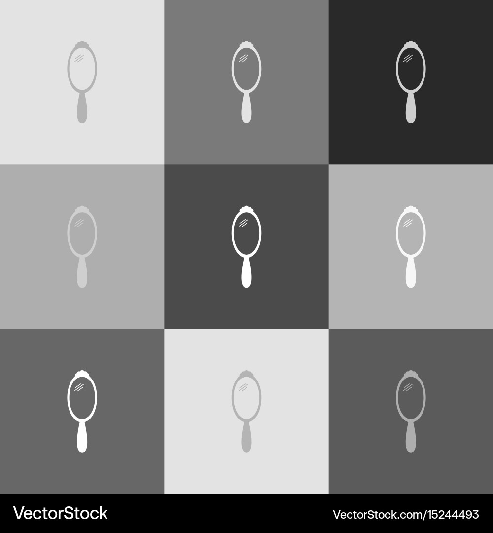 Hand mirror sign grayscale version Royalty Free Vector Image