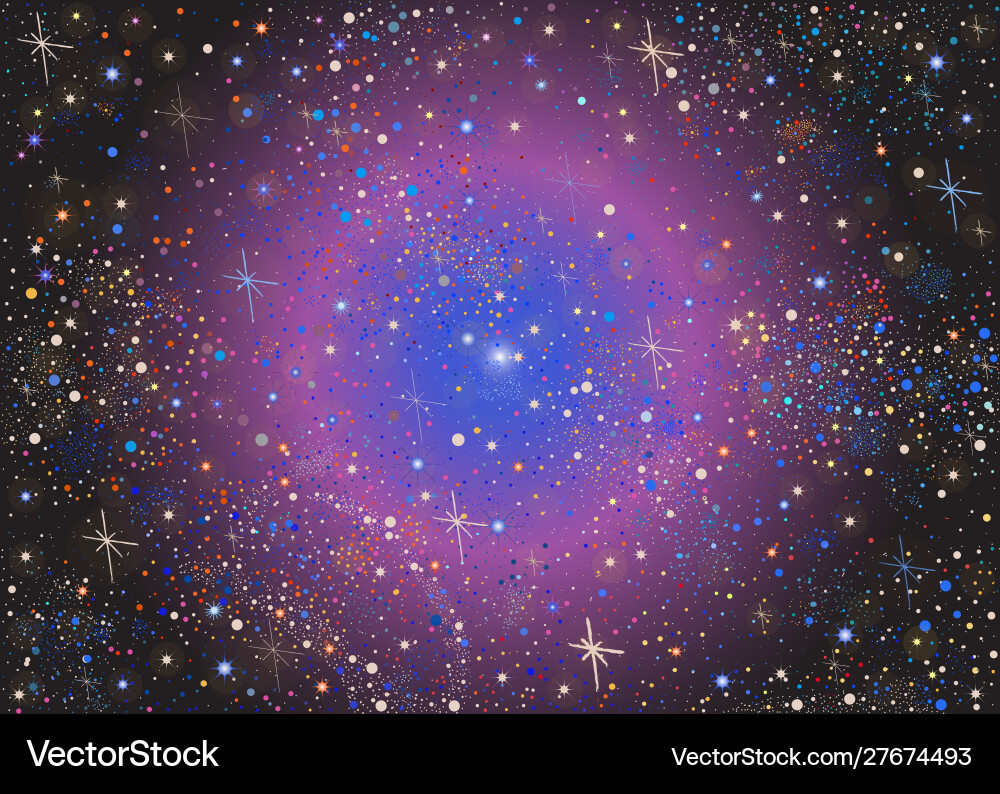 Pattern with stars and bright shiny stars on dark Vector Image