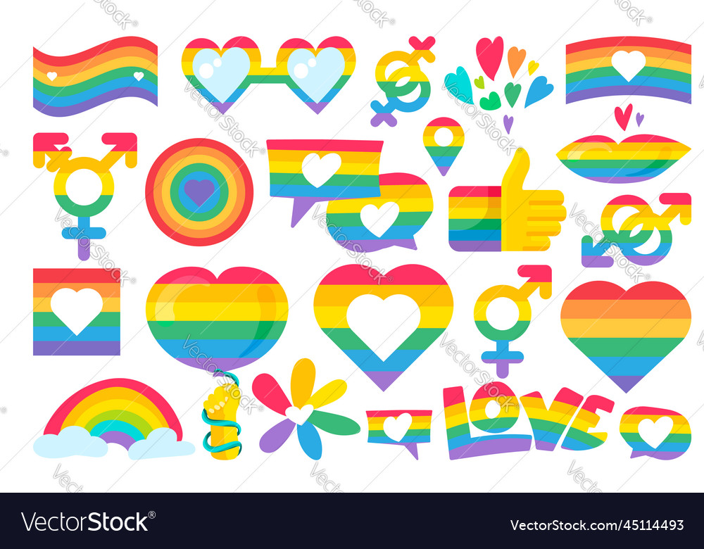 Pride symbol lgbt colored collection set Vector Image