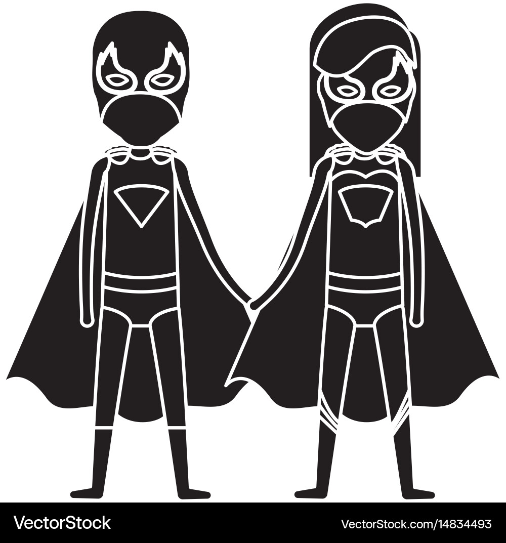 Silhouette black front view superhero male Vector Image