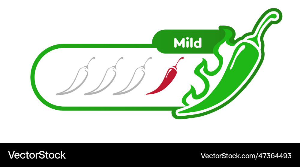 Spicy chili level mild label isolated Royalty Free Vector