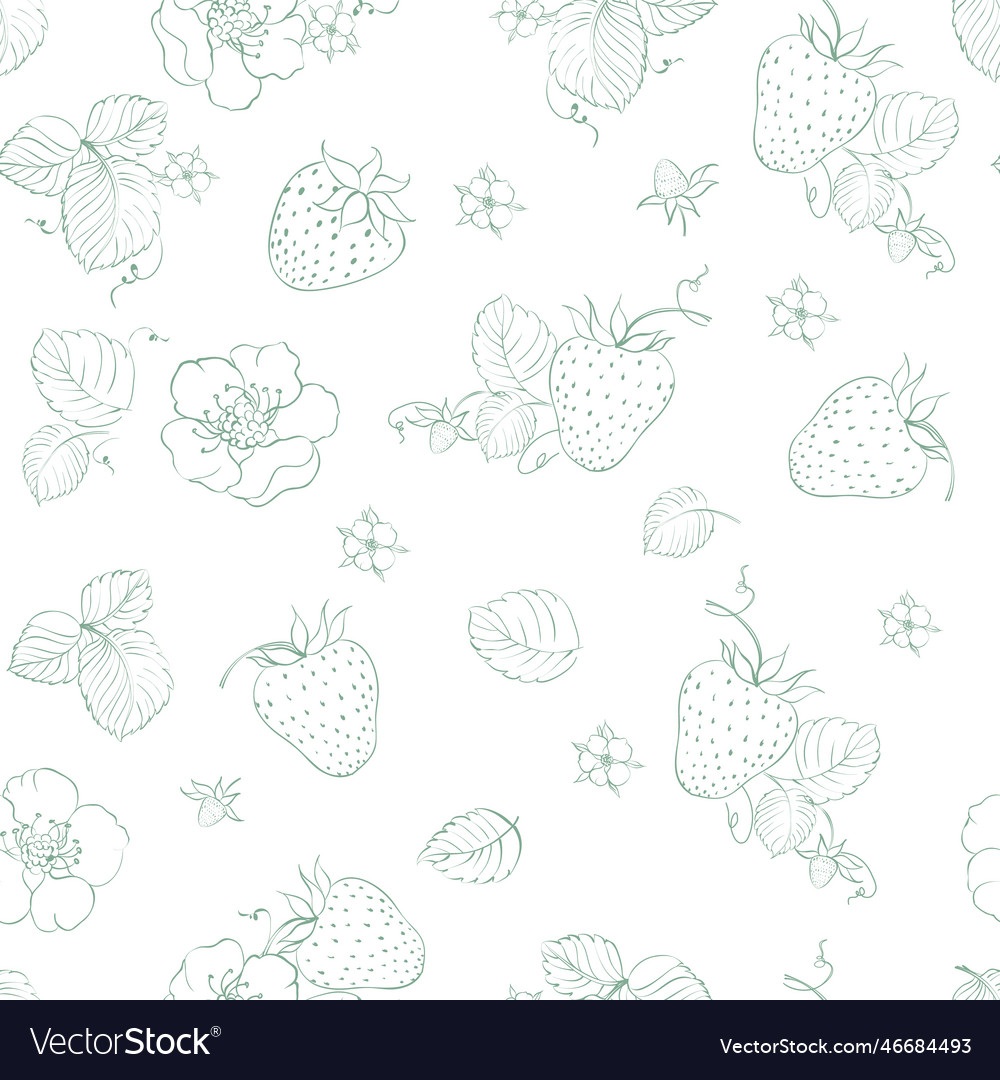 Strawberry Seamless Pattern Botanic Royalty Free Vector