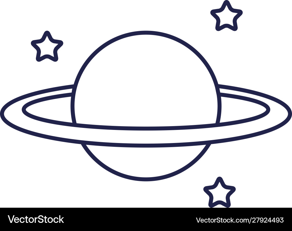Universe saturn planet line style icon Royalty Free Vector