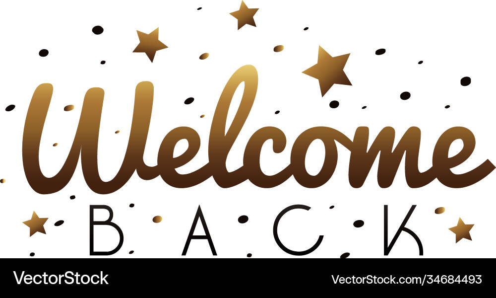 Welcome label lettering with golden letters Vector Image